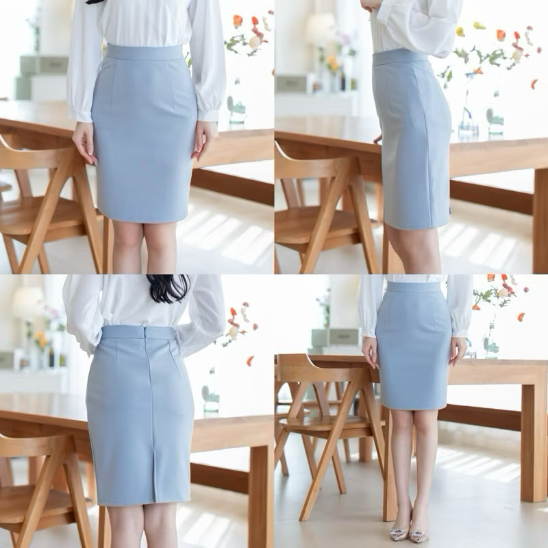 New! กระโปรงทรงสอบ จากร้านSunday Uniform Size M สีเทาอมฟ้า | Shopee ...