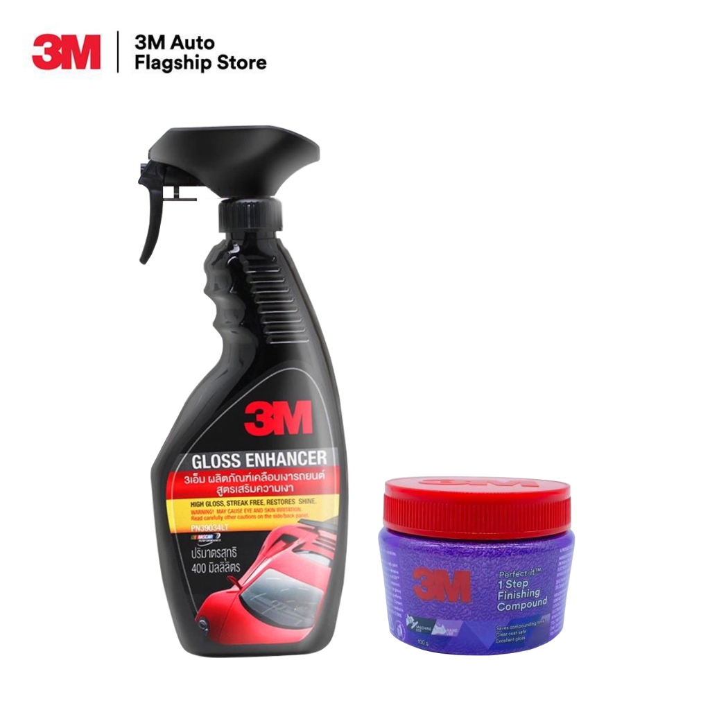 3M สเปรย์เคลือบเงาสีรถ สูตรเสริมความเงา PN39034LT + 3M PERFECT-IT II 1 ...