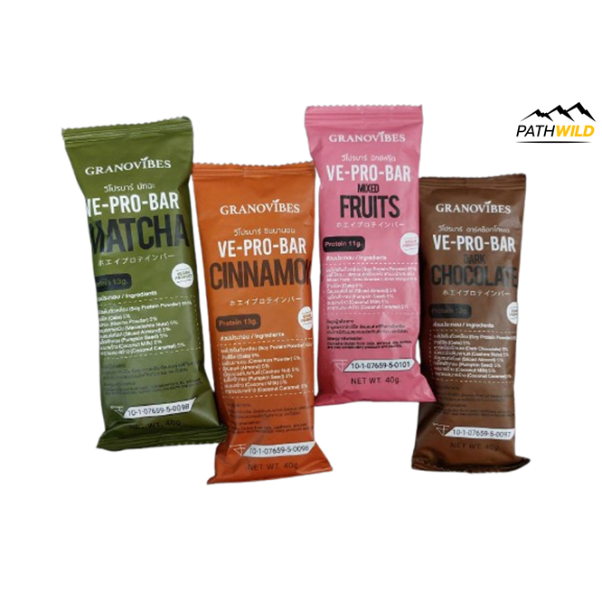 GRANOVIBES VE-PRO-BAR กราโนไวบ์ส โปรตีนบาร์ถั่วเหลือง วีแกน มีส่วนผสม ...