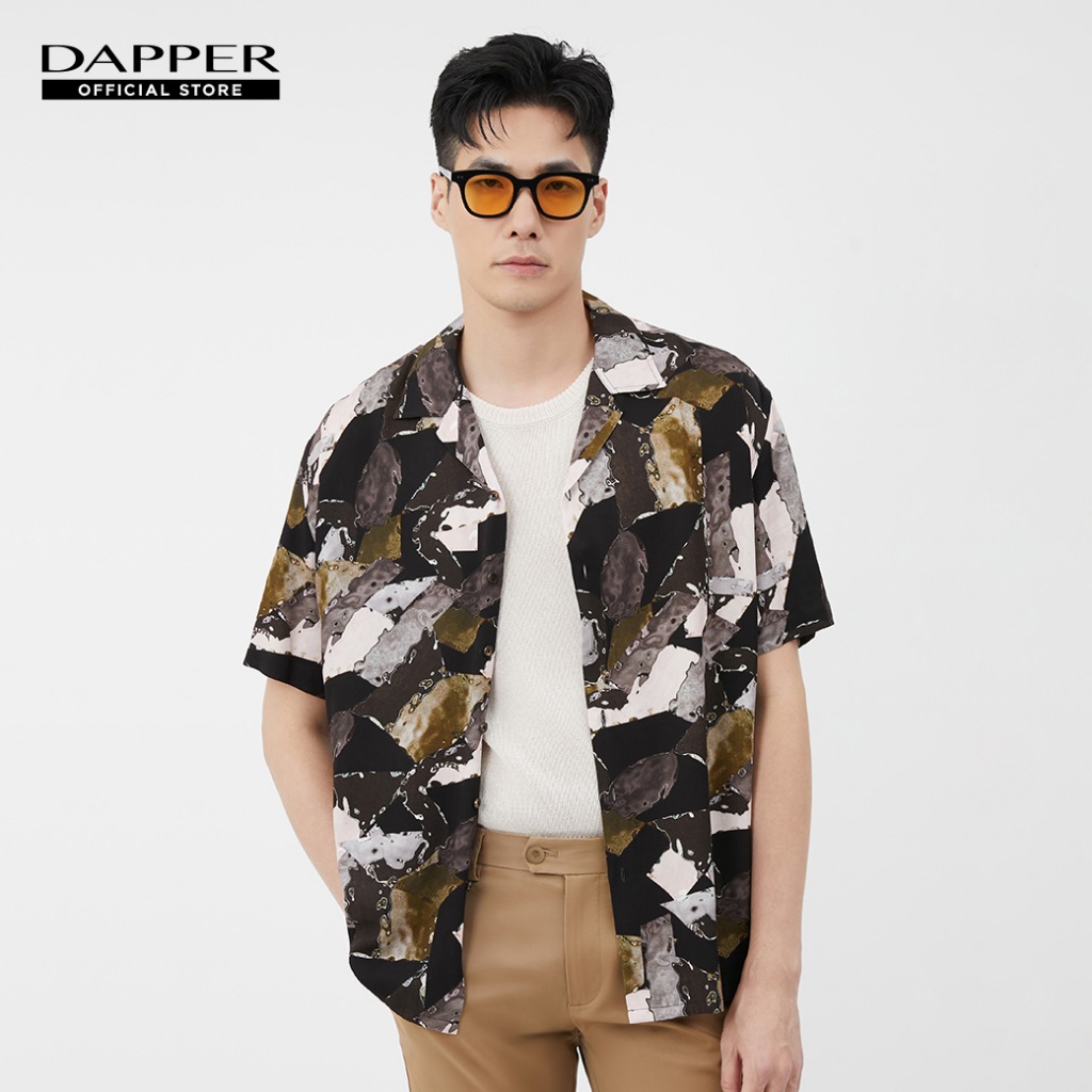 DAPPER เสื้อฮาวาย Brush Stroke Art Print สีดำ (BCS/OL/298HP) | Shopee Thailand
