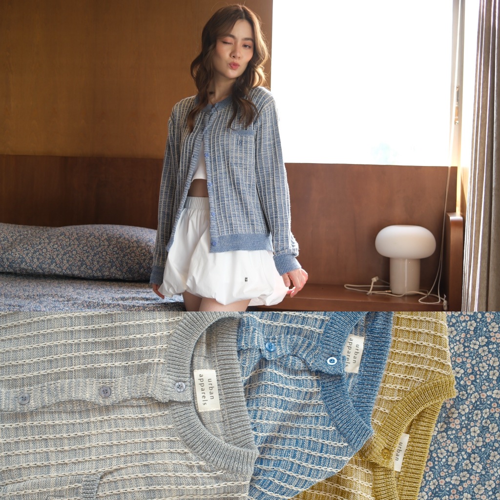 urban apparels | meghan knitted cardigan เสื้อคาร์ดิแกนผ้านิตทอผสมสลับ ...