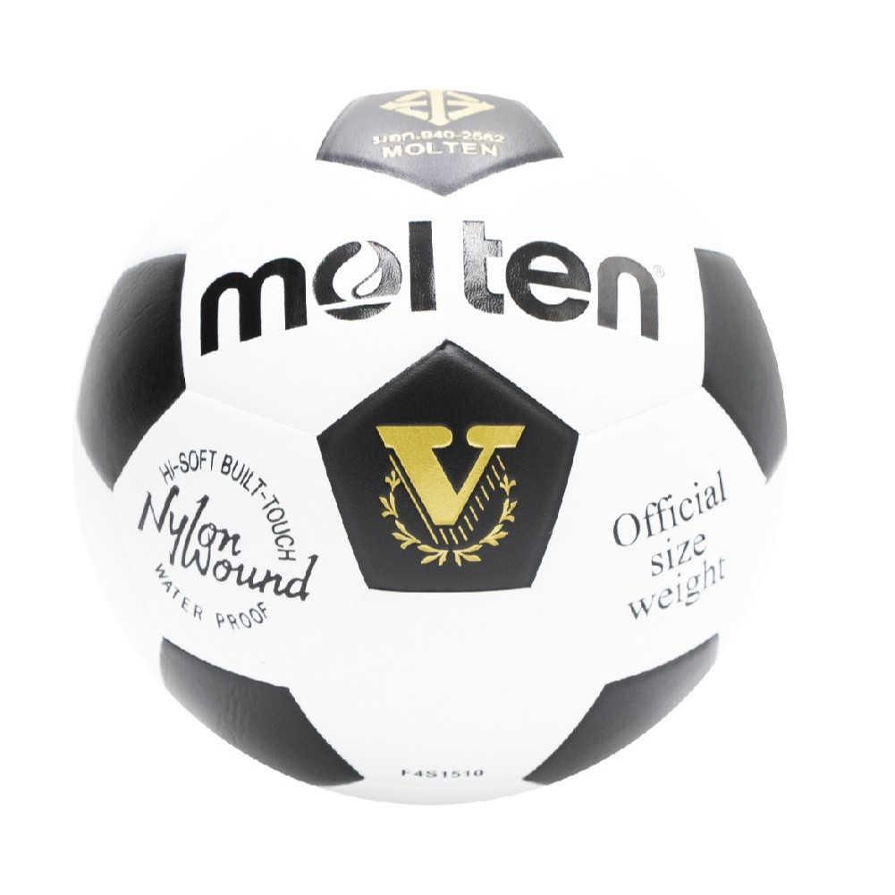 MOLTEN ลูกฟุตบอลหนัง เบอร์ 4 MOT Football PVC th F4S1510 WH/BK (490 ...