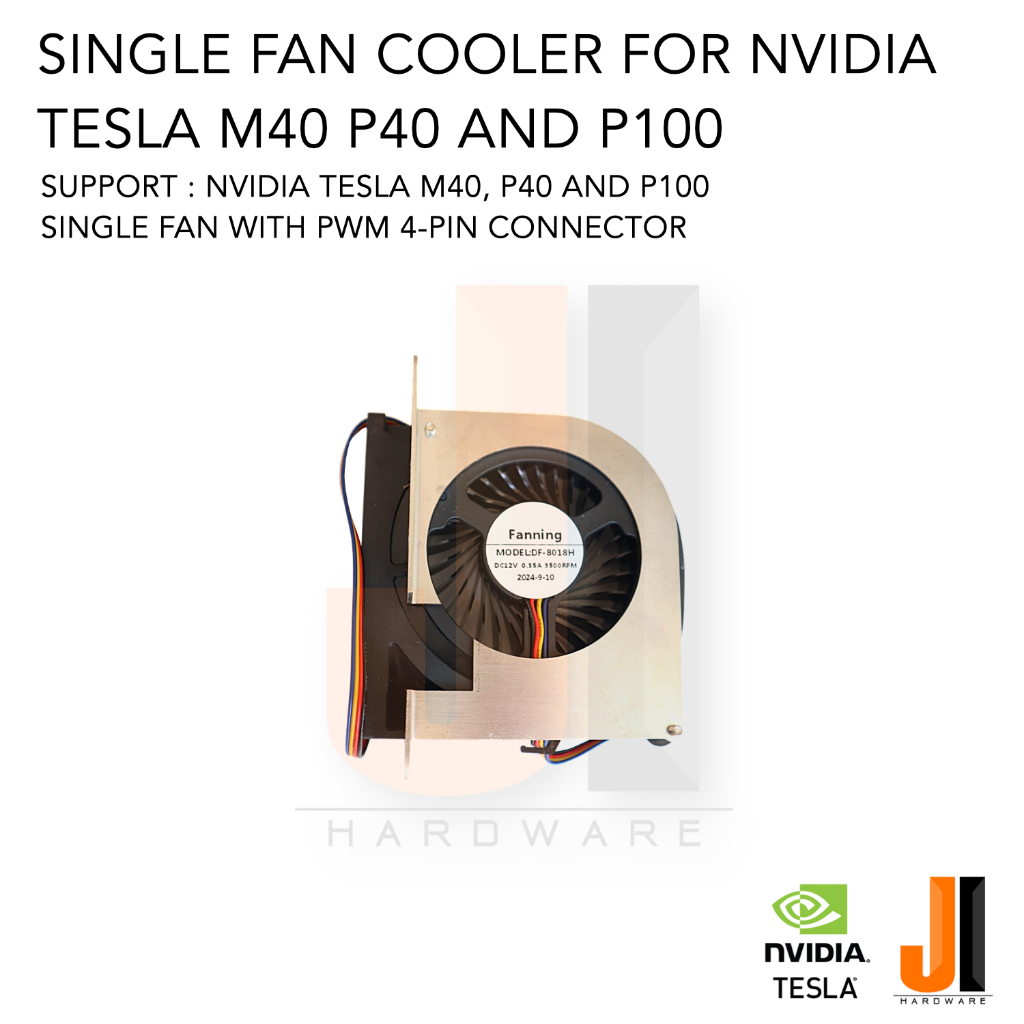 พัดลมระบายความร้อนสำหรับการ์ด Tesla รุ่น M40, P40 และ P100 Single fan ...