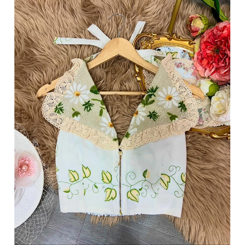 มีโค้ดลด‼️เสื้อครอปวินเทจ2seeyouแท้ปักทั้งตัว/อบเชย/เมาดอกไม้/addegg | Shopee Thailand