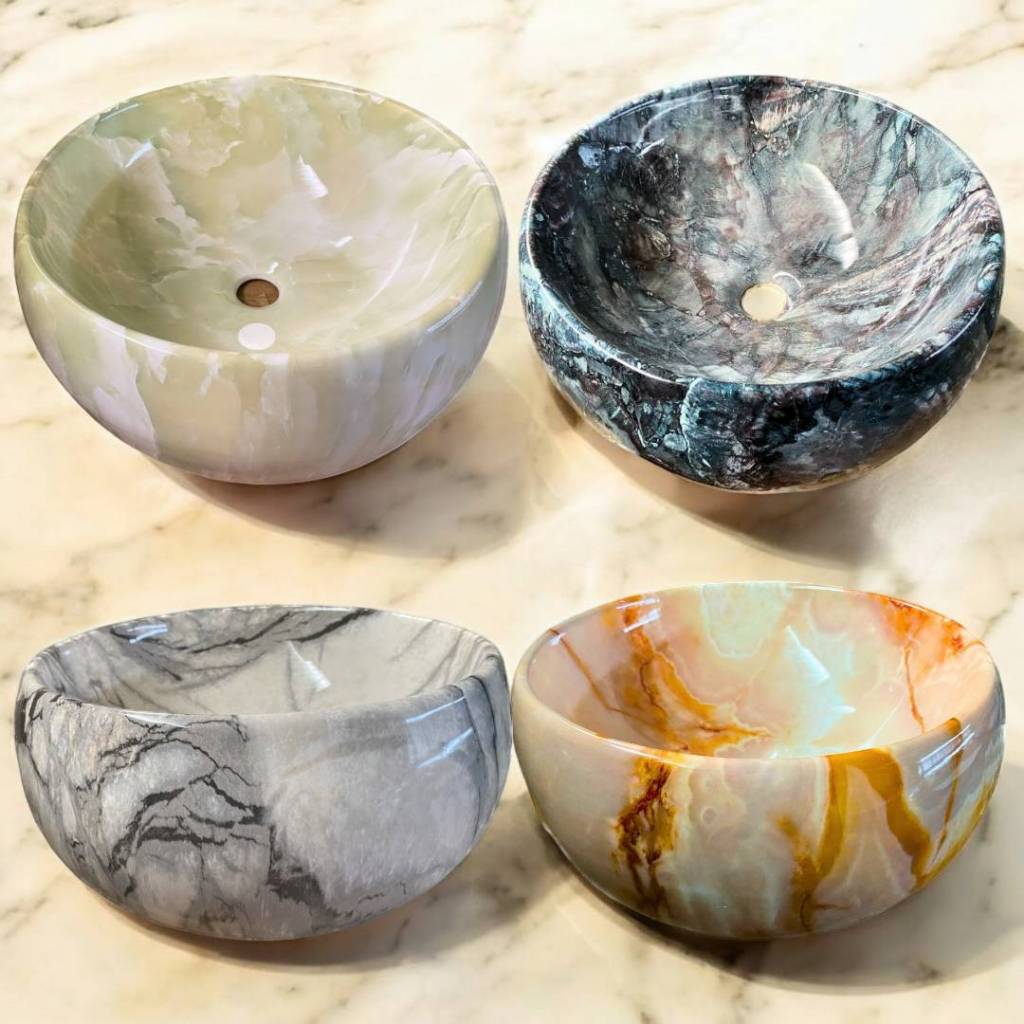 อ่างล้างหน้าเซรามิคทรงกลม ลายหยก มี 4 สีให้เลือก(Emerald Jade Basin ...