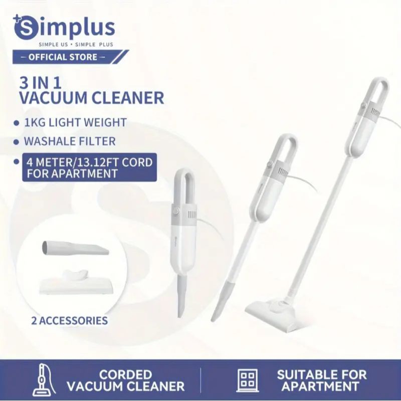 เครื่องดูดฝุ่นแบบมีสาย Simplus XCQH002 12000pa แรงดูดสูง 2 หัวแปรง 4 เมตร | Shopee Thailand
