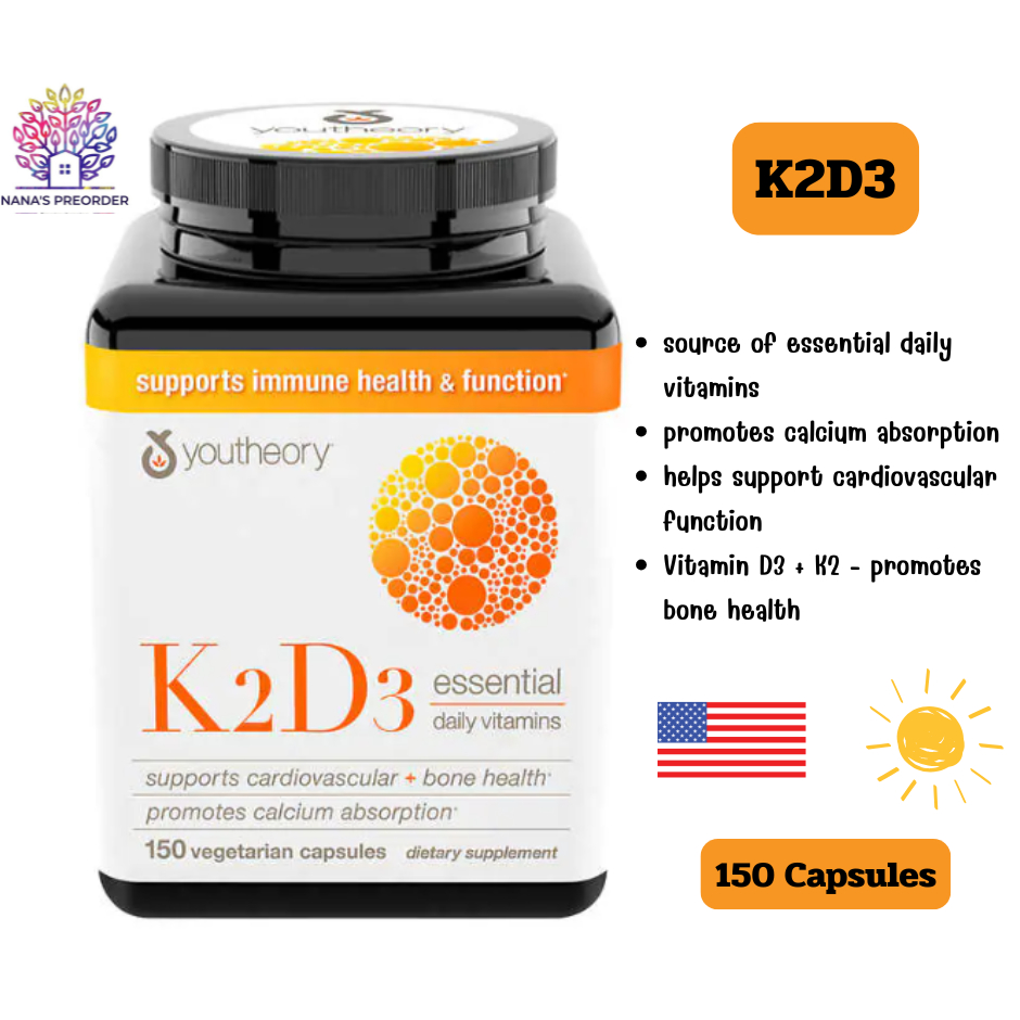 Youtheory K2D3 วิตามิน K2 และ D3 ขนาด 150 Capsules | Shopee Thailand