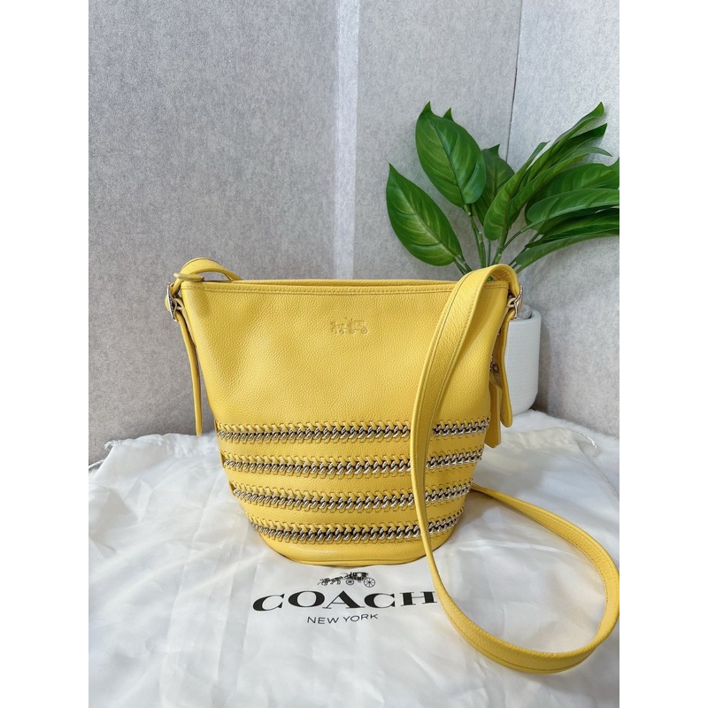 (มือ 2) กระเป๋า COACH Mini Duffle Chain Braided Leather Yellow ...