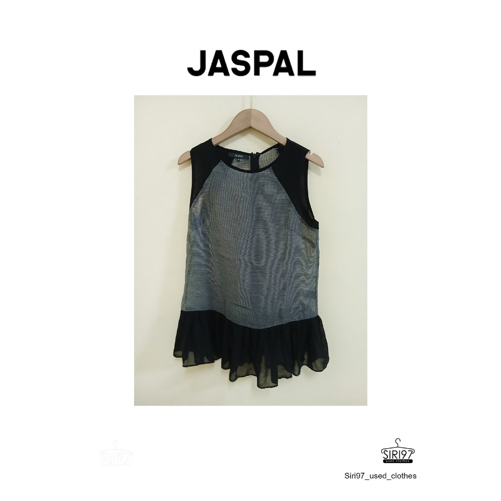 เสื้อแขนกุดผ้าเรยอน Jaspal สีดำลายทางเล็ก รอบอก 34 ยาว 25 นิ้ว สภาพดีไม่มีขาด | Shopee Thailand