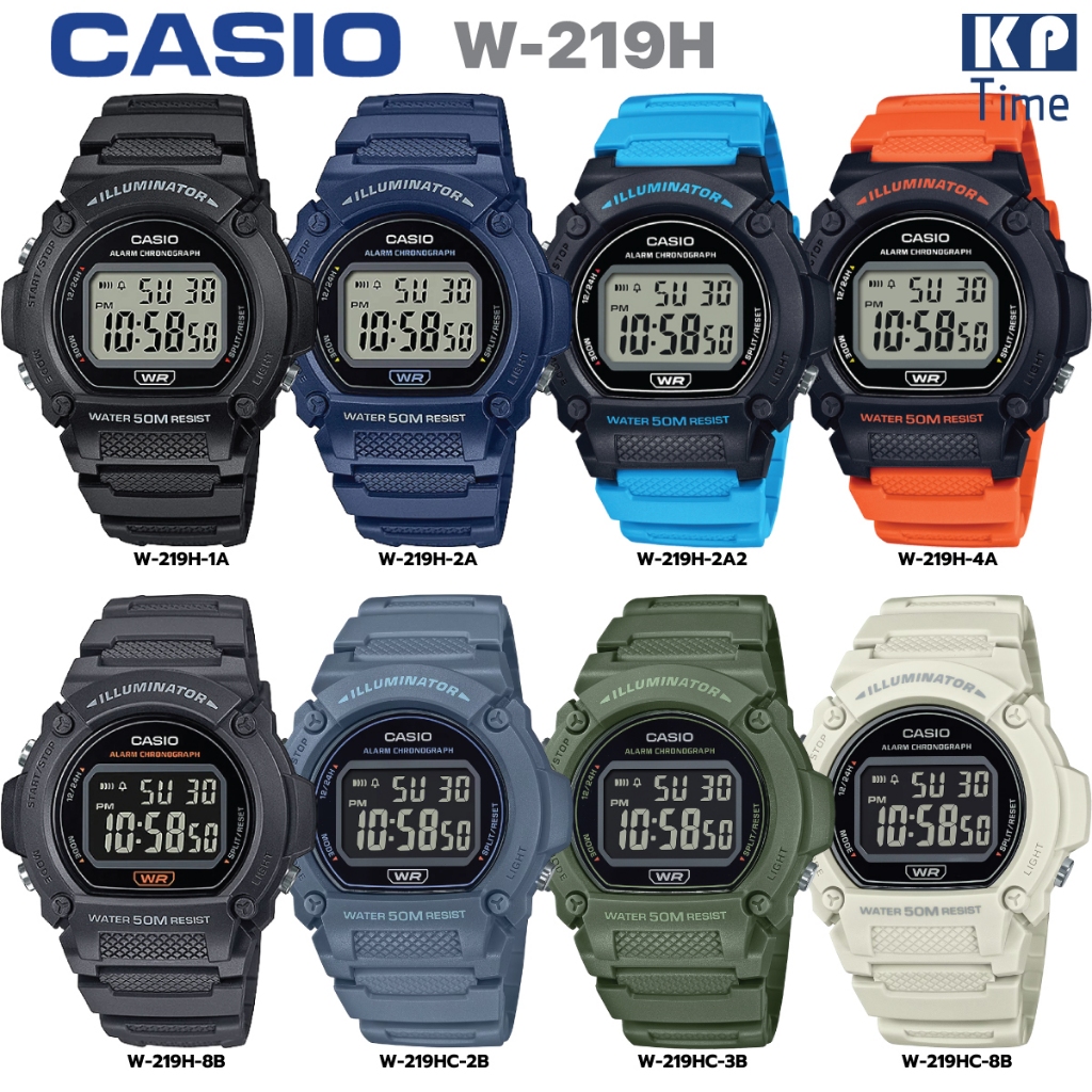Casio นาฬิกาข้อมือผู้ชาย/ผู้หญิง สายเรซิน รุ่น W-219H ของแท้ประกันศูนย์ ...