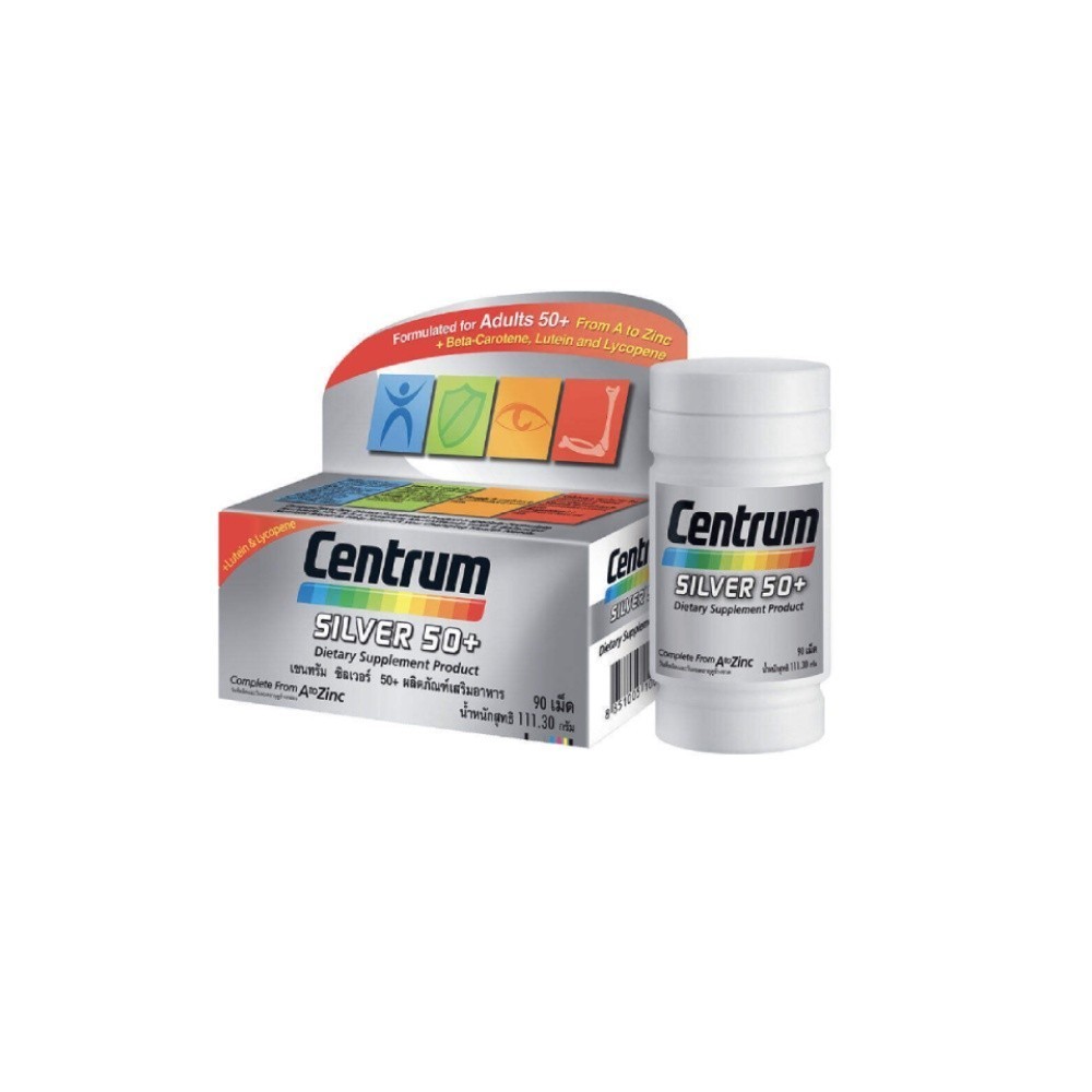 Centrum SILVER 50+ A to Zinc + Beta-Carotene Lutien 90tab | Shopee Thailand