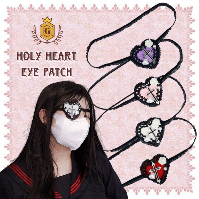 พร้อมส่ง 4 สี Holy Heart Eye-Patch แพทช์ปิดตา 1 ข้าง สไตล์ Gothic, Hara ...