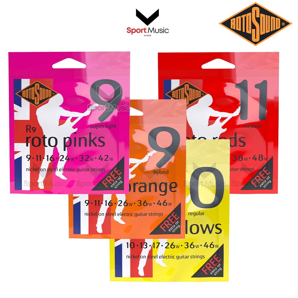 Rotosound สายกีตาร์ไฟฟ้า รุ่น R9 / R10 / R11 Nickle Strings Electric ...