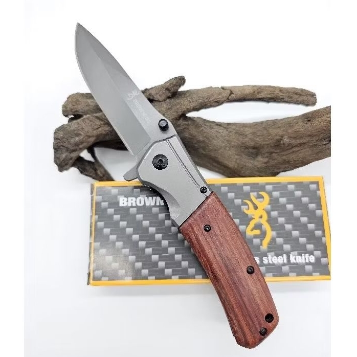มีดพับ BROWNING (DA98) ด้ามจับไม้แท้ เหล็กหนา ใบมีดสแตนเลส สำหรับเดินป่า ออกกำลังกาย | Shopee ...