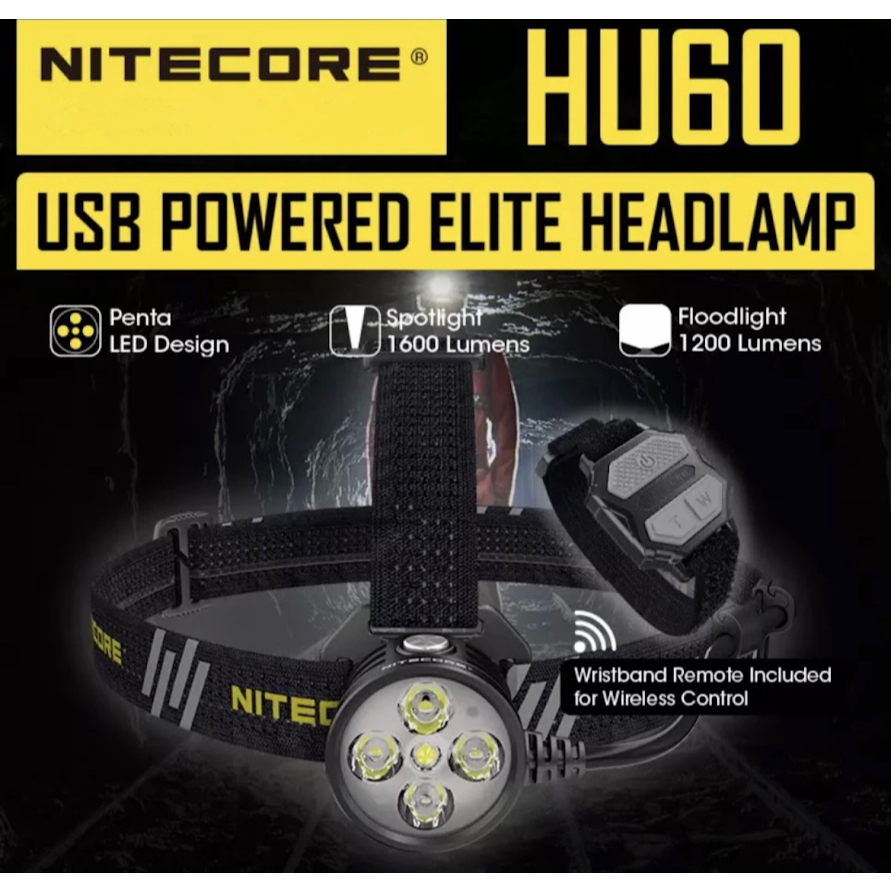 2024 NITECORE ไฟหน้ารถ HU60 4xcree S3 XP-G3 LED 1xcree XHP35 E2 HD 1600ลูเมนสปอตไลท์กลางแจ้งการ ...