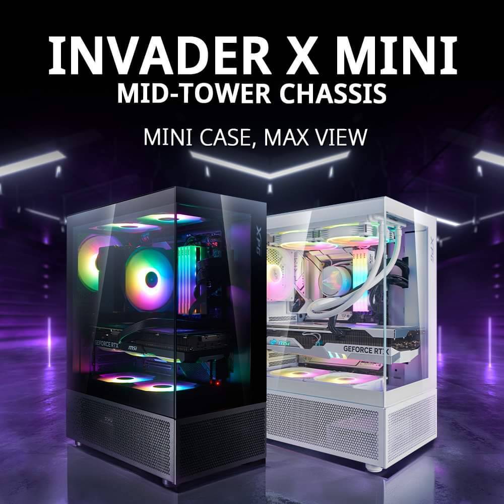 CASE (มีพัดลม ARGB 5 ตัว) XPG INVADER X MINI มุมมองแบบพาโนรามา พื้นที่ ...