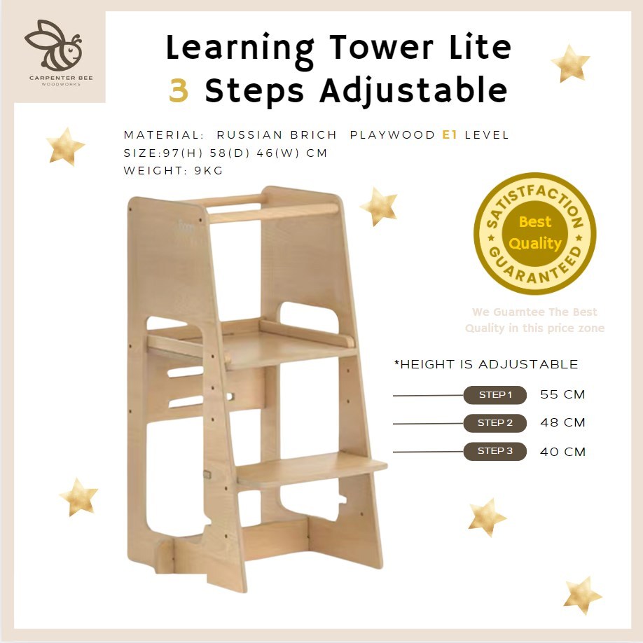 Montessori wooden Learning Tower Lite (Kitchen Helper Tower ) 3 L ...
