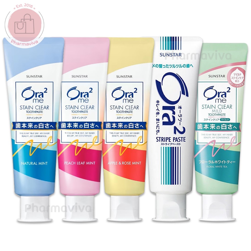 ยาสีฟันผสมฟลูออไรด์ Ora2 me Stain Clear toothpaste Ora2 Stripe Paste ยาสีฟัน โอราทูมีสเตนเคลียร์ ...