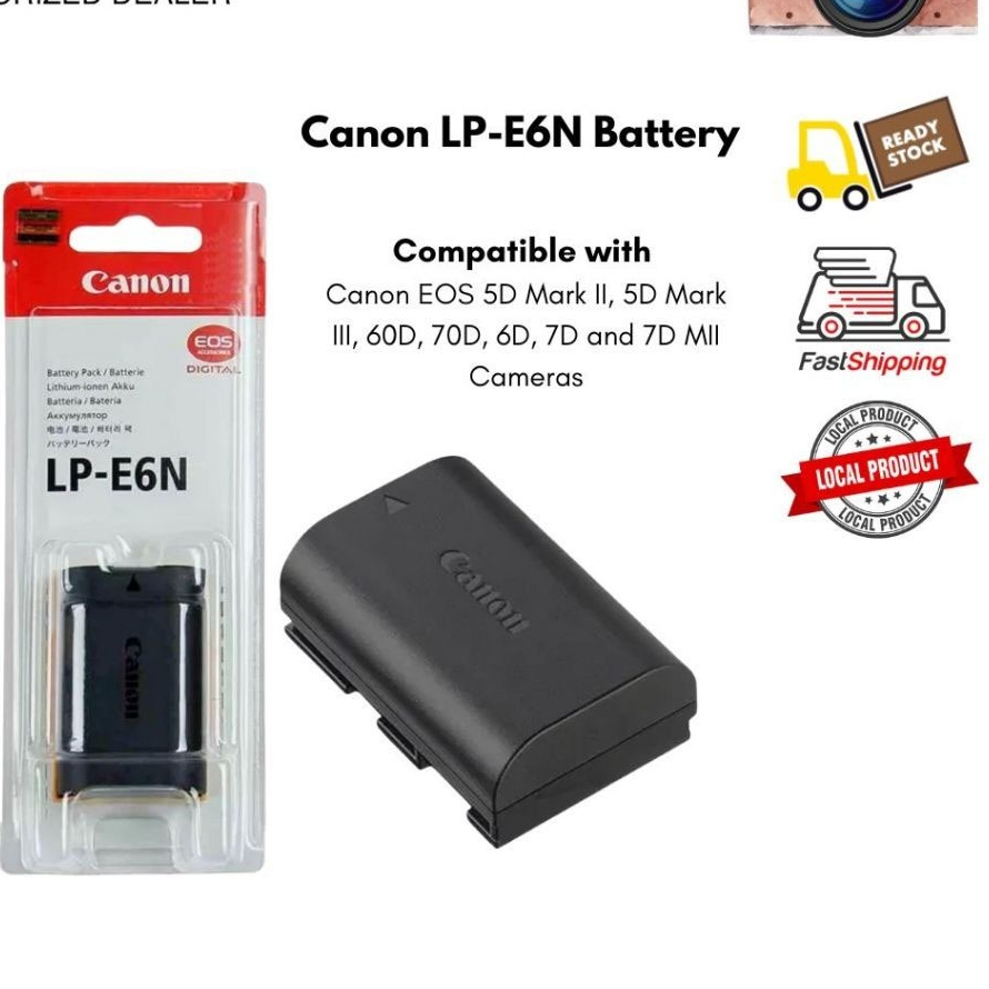 Canon Battery LP-E6N เหมือนแท้มาก สำหรับกล้อง Canon 90D 7D 7D2 60D 70D 80D 6D 6D2 5D2 5D3 5Ds ...