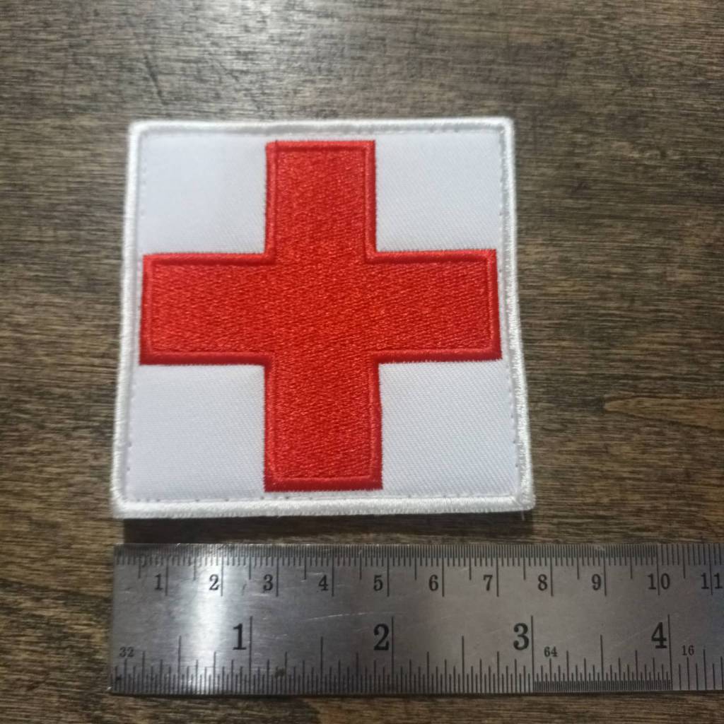 Tec40 VELCRO PATCH RED CROSS SQUARE กาชาด กู้ภัย กู้ชีพ อาร์ม ตีนตุ๊กแก ...