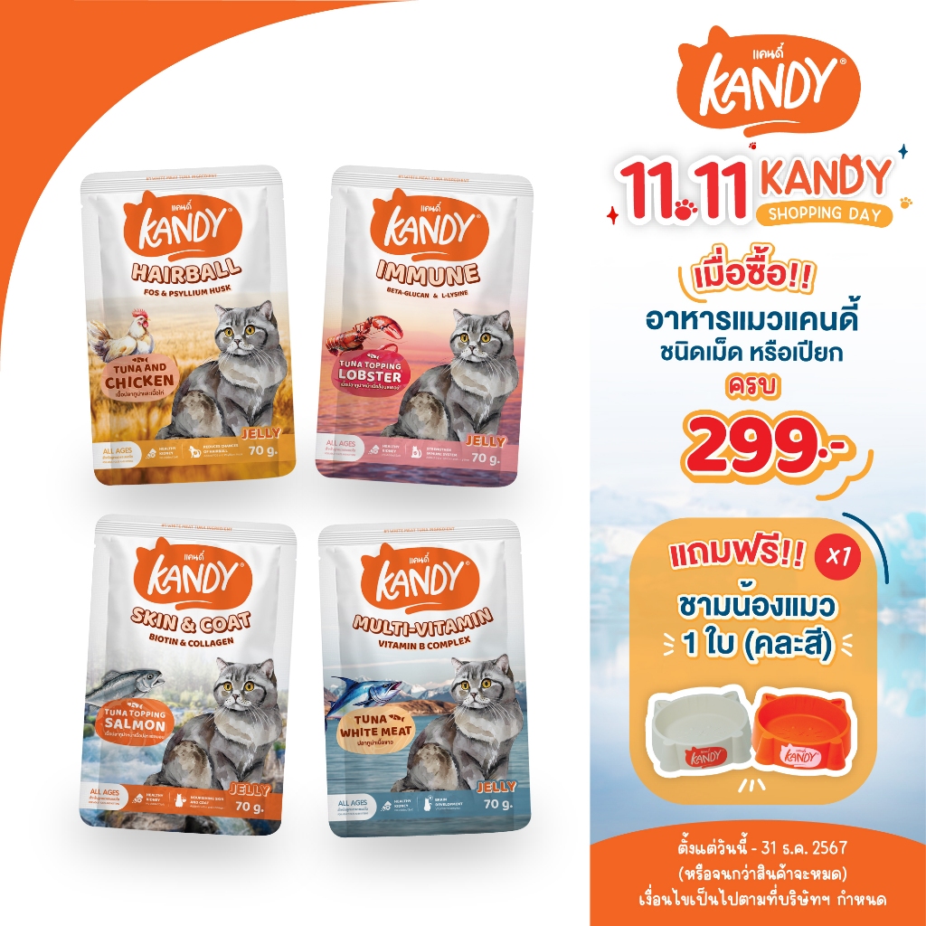[แบบลัง 48ซอง] Kandy Cat Wet Food 70g. อาหารแมวแคนดี้ ชนิดเปียก ขนาดซอง ...