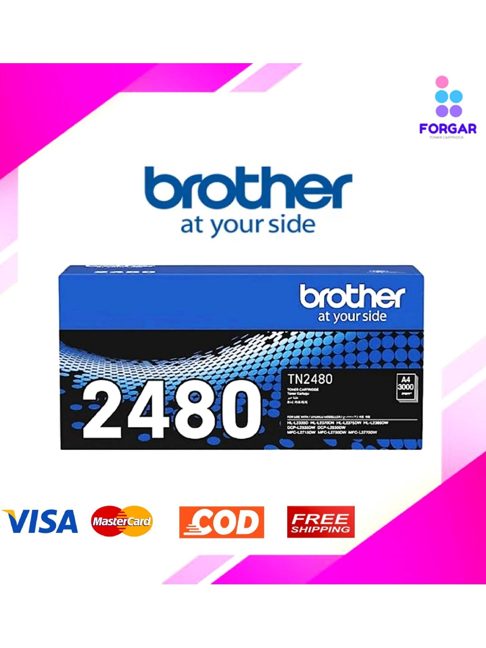 Brother TN-2480 Black หมึกโทนเนอร์ สีดำ ของแท้ (ปริมาณการพิมพ์ 3,000 ...