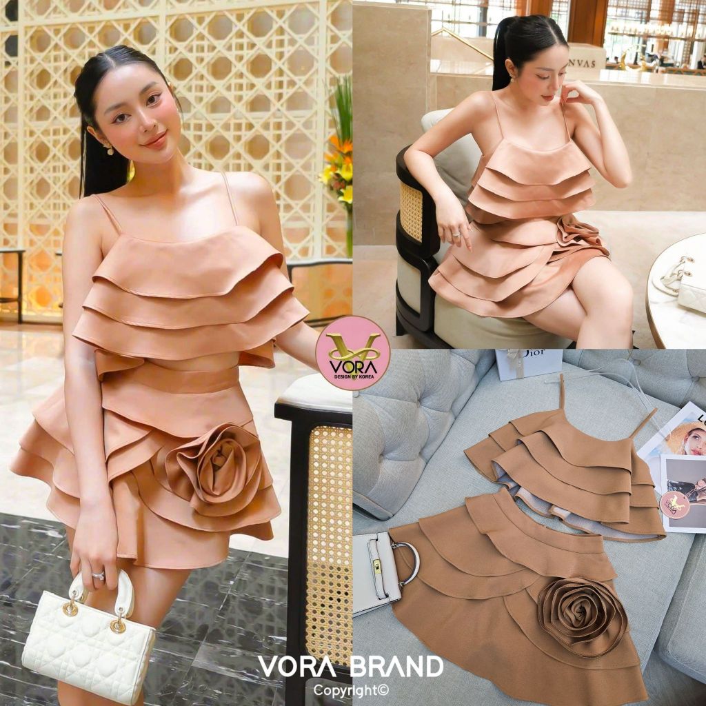 "เช็คสต็อคสินค้าก่อนสั่งซื้อค่ะ กดสั่งซื้อแล้วกรุณาอย่ายกเลิกน๊า" VORA Set เสื้อสายสายเดี่ยวแต่ง ...