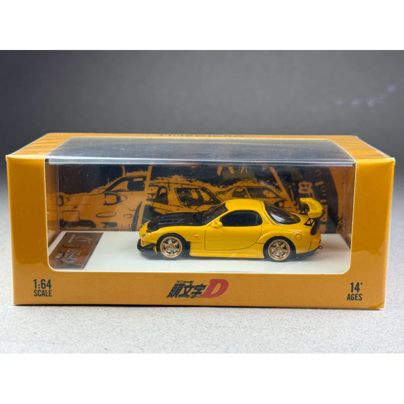Mazda RX7 Initial D Yellow เปิดฝากระโปรงได้ Scale 1:64 ยี่ห้อ Timemicro ...