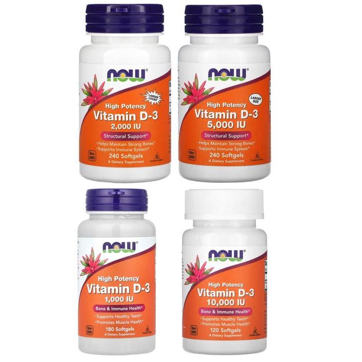 (พร้อมส่ง) NOW Foods, Vitamin D-3, High Potency, 1000 / 2000 / 5000 / 10,000 IU. วิตามินดี d3 ...