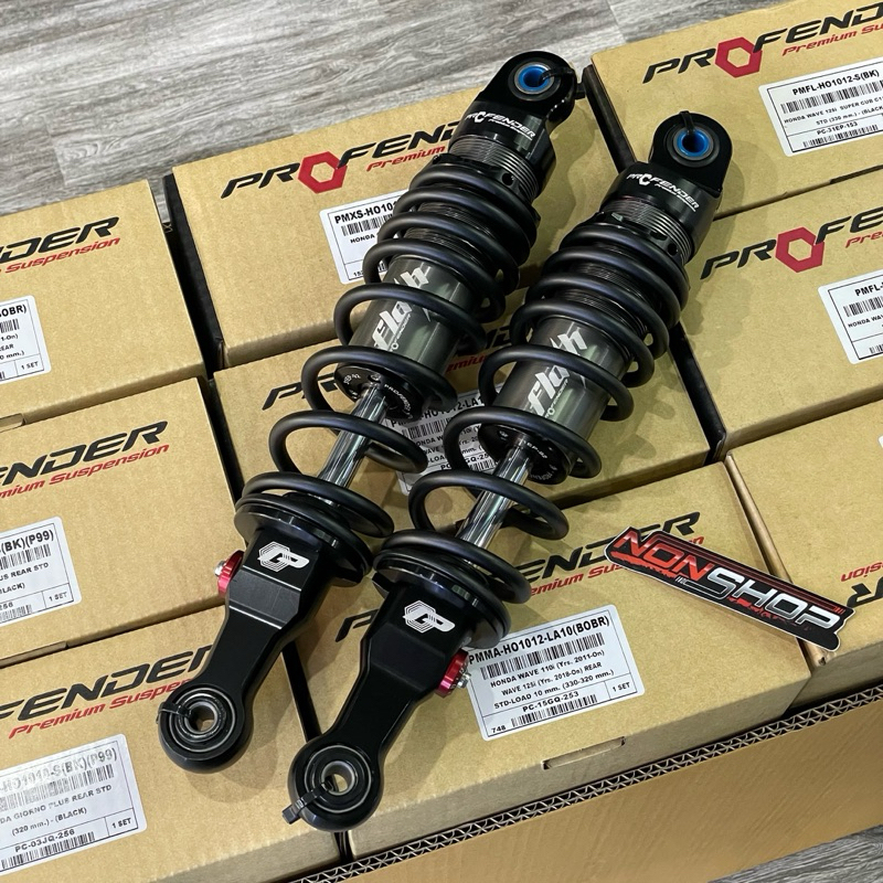โช้คหลังProfenderแท้ รุ่นFlash สำหรับwave110i-125led super cub ความสูง330มิล ปรับได้ 2 จุด สีดำ ...