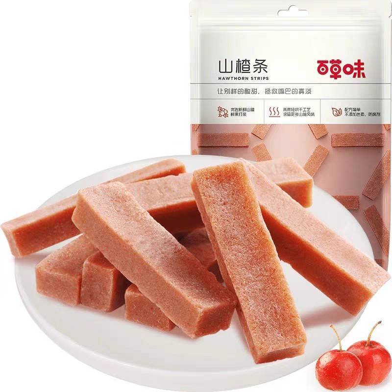 BaiCaoWei ซันจาแท่ง Howthorn ขนาด 228 กรัม 百草味山楂条果脯蜜饯228g | Shopee Thailand