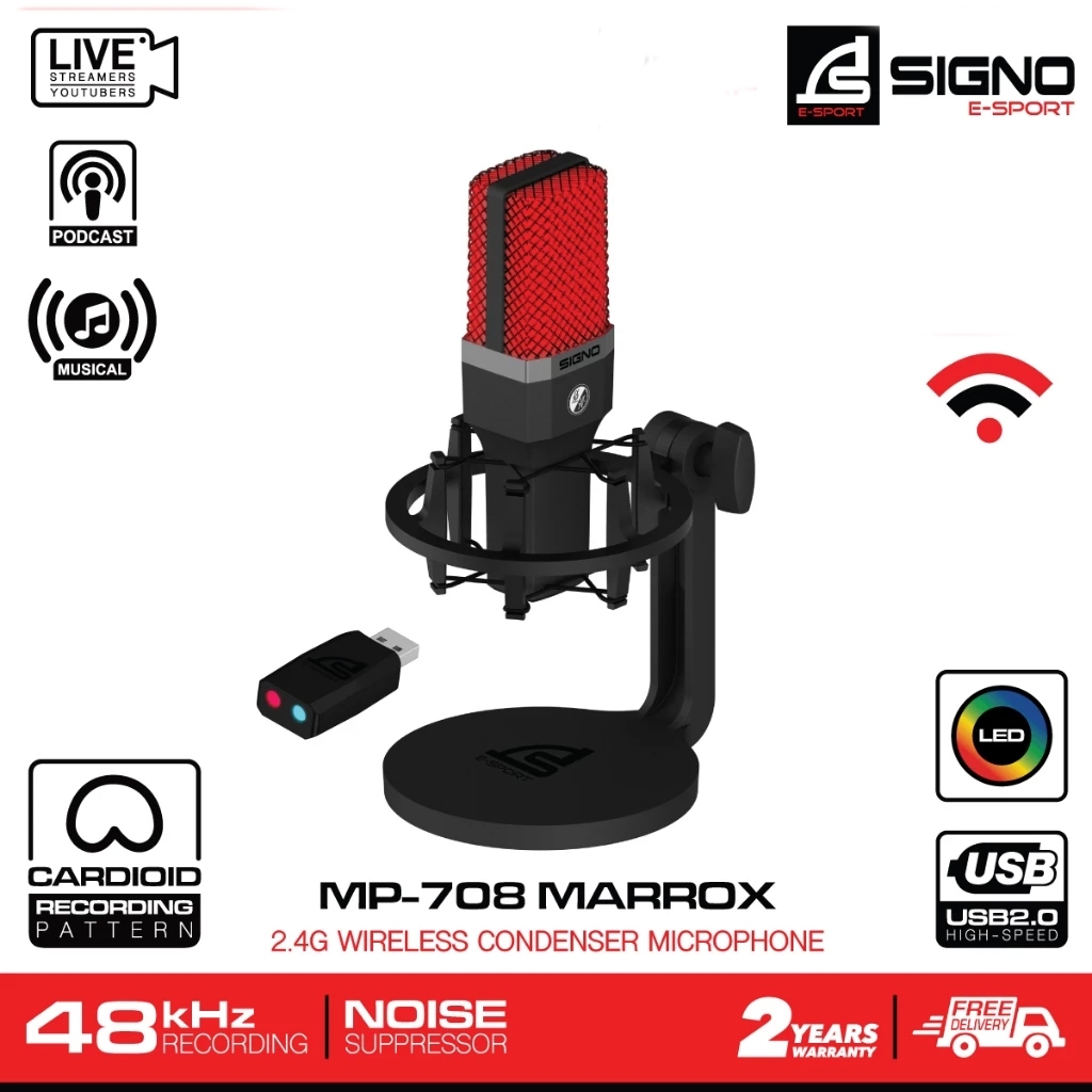 SIGNO E-Sport Professional 2.4G Wireless Condenser Microphone MARROX ...