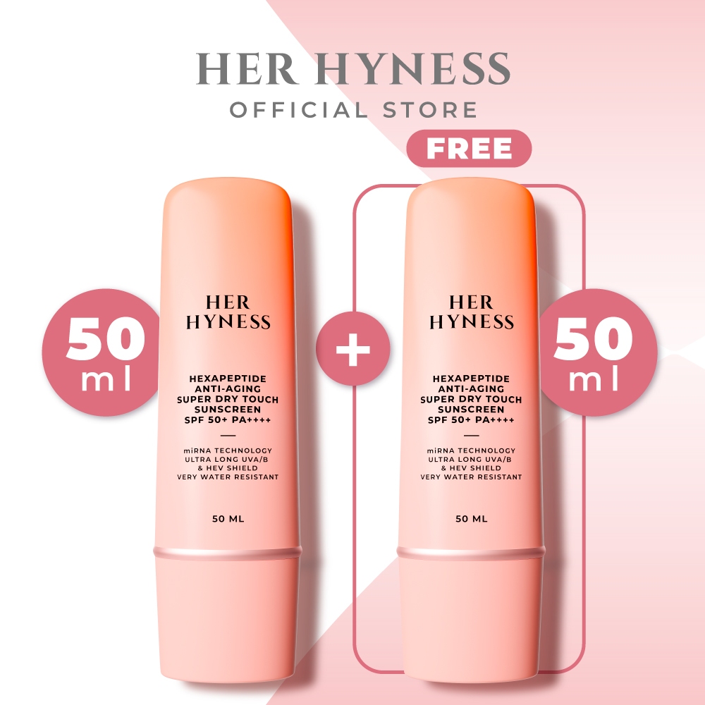 [ซื้อ 1 แถม 1] HER HYNESS HEXAPEPTIDE ANTI-AGING SUPER DRY TOUCH SUNSCREEN SPF50+ PA++++ 50ML ...