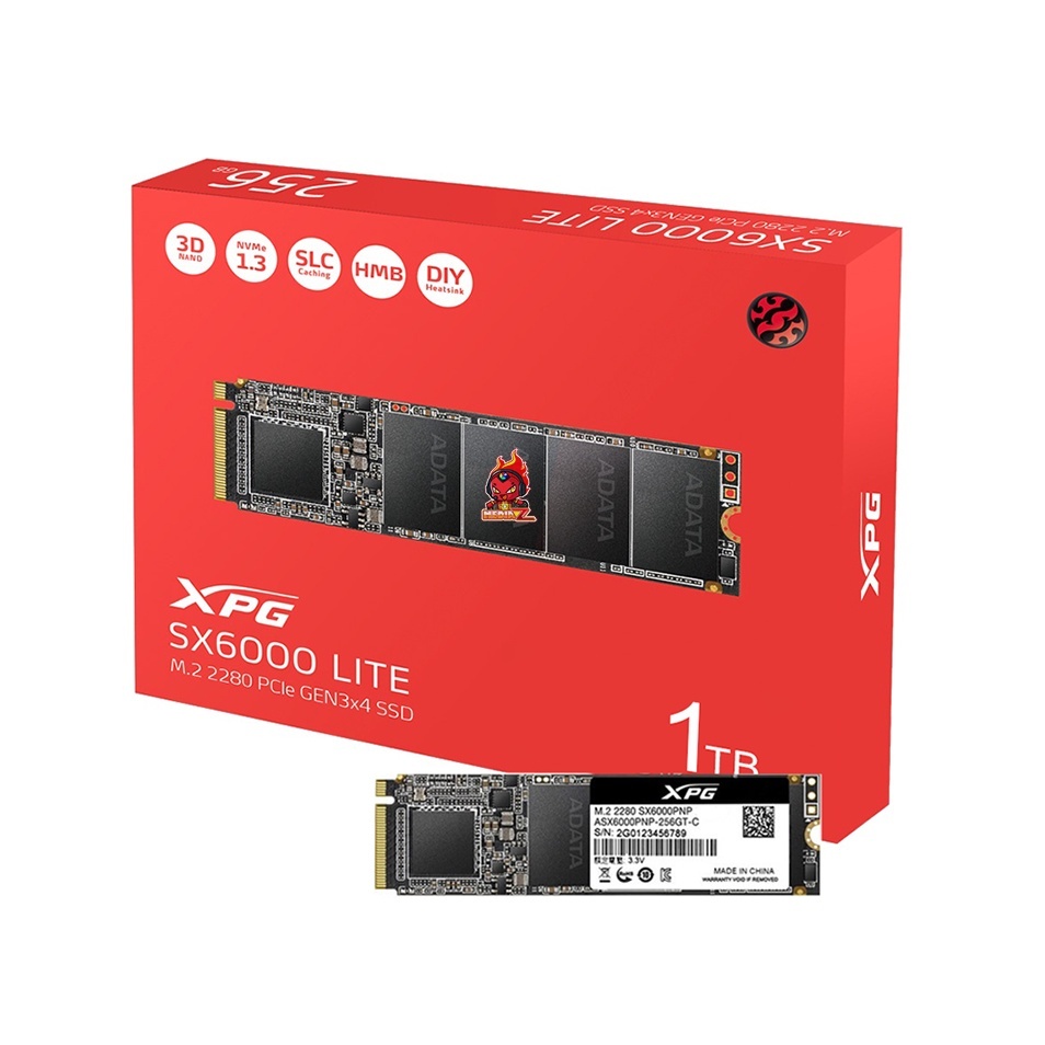 1TB SSD (เอสเอสดี) ADATA XPG SX6000 LITE - PCIe 3/NVMe M.2 2280 ...