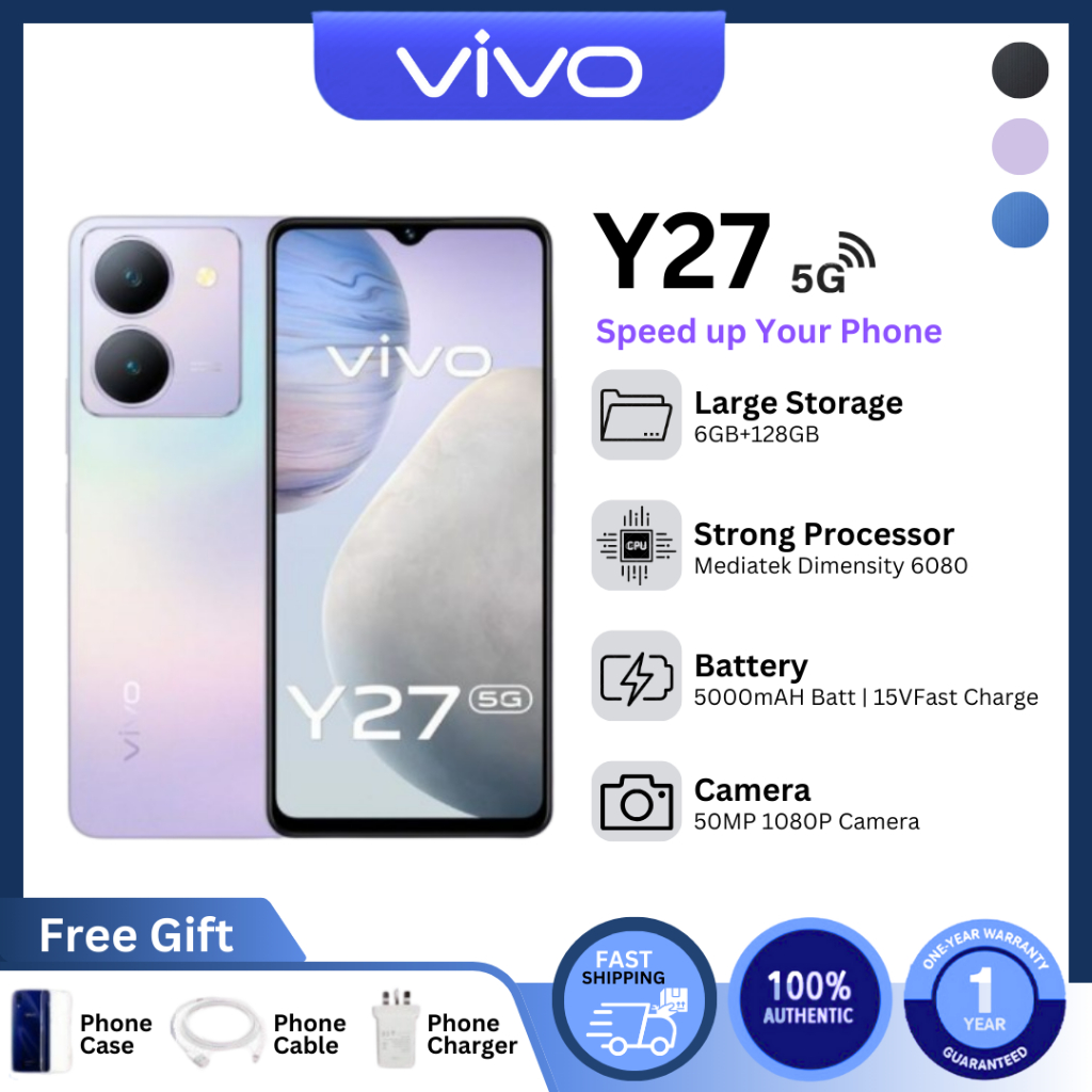 ส่งฟรี ศูนย์ไทยใหม่ล่าสุด VIVO Y27 Ram 8GB Rom 256GB หน้าจอ 6.64 นิ้ว ...