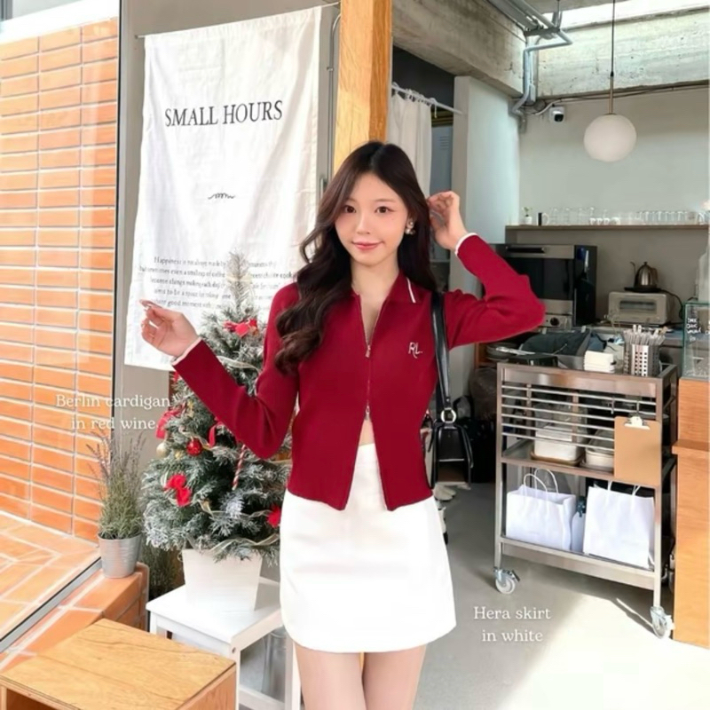 มือสอง used riley.apparel size S berlin cardigan red wine | Shopee Thailand