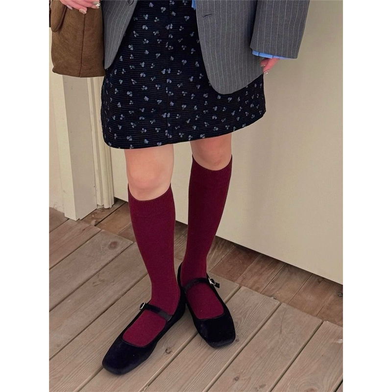 KINDARARE — ma cherie amour socks (ถุงเท้ายาว สีแดงเชอร์รี่ พร้อมส่ง ...