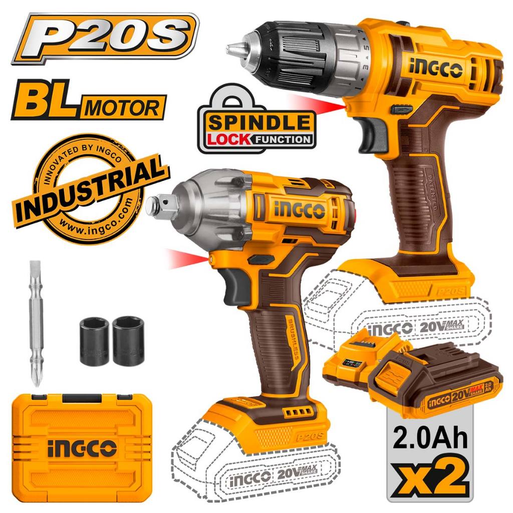 INGCO COMBO SETชุด combo kit 20V ( COSLI230702 สว่านไร้สาย+บล็อคกระแทก ...