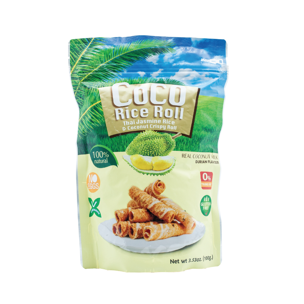 Coco Rice Roll Thai Jasmine Rice & Coconut Crispy Roll : Durian Flavour ...