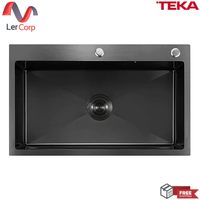 (Teka) อ่างล้านจาน 1 หลุม รุ่น TQ 82 1B Black สีดำ ฟรี ก๊อกน้ำเย็น ...