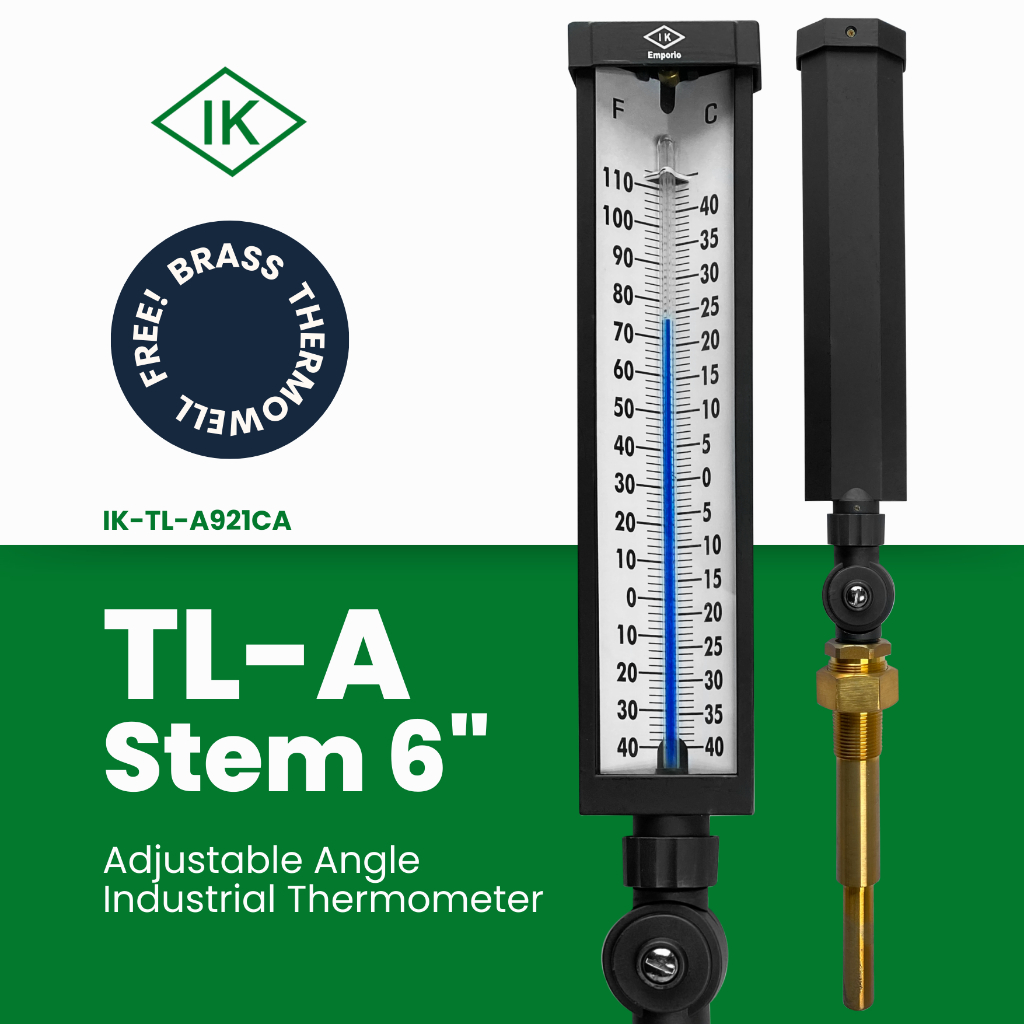 IK, TL-A, Adjustable Angle Industrial Thermometer, Stem 6 ...