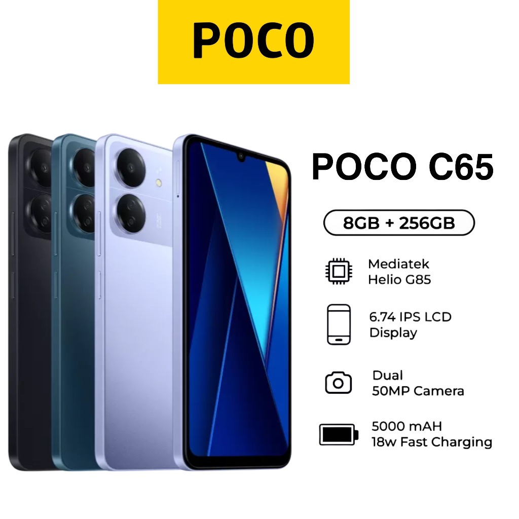 POCO C65 6GB+128GB ชิปเซ็ตทรงพลัง MediaTek Helio G85 กล้อง AI 3 ตัว 50MP | รับประกัน 15 เดือน ...