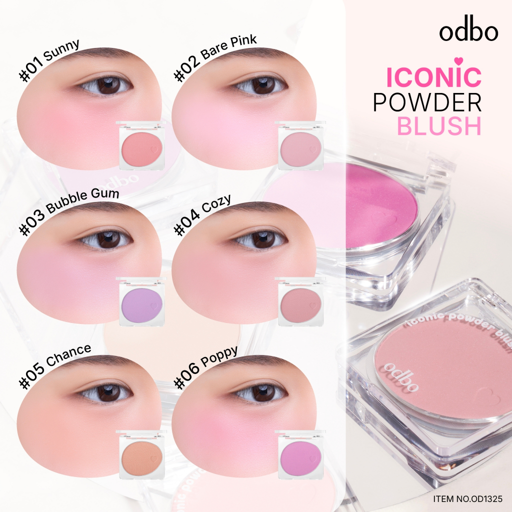 odbo iconic powder blush OD1325 บลัชออนเนื้อฝุ่น พิกเมนต์แน่น พวงแก้มสวยระเรื่อเป็นธรรมชาติ ...