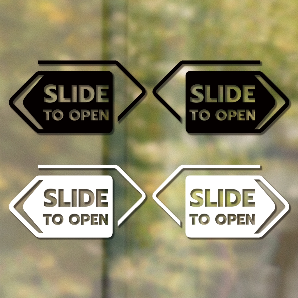 ป้ายเลื่อนข้อความ “SLIDE TO OPEN” แบบภาษาอังกฤษ เป็นสติ๊กเกอร์ไดคัทพื้น ...