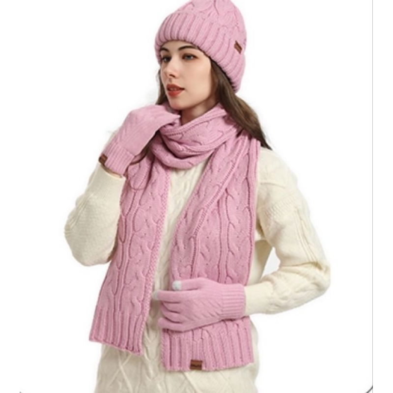 เซตไหมพรม3ชิ้น J138 ได้ครบชุดไม่ต้องหาเพิ่มหมวกไหมพรมบุขน+ผ้าพันคอไหม ...