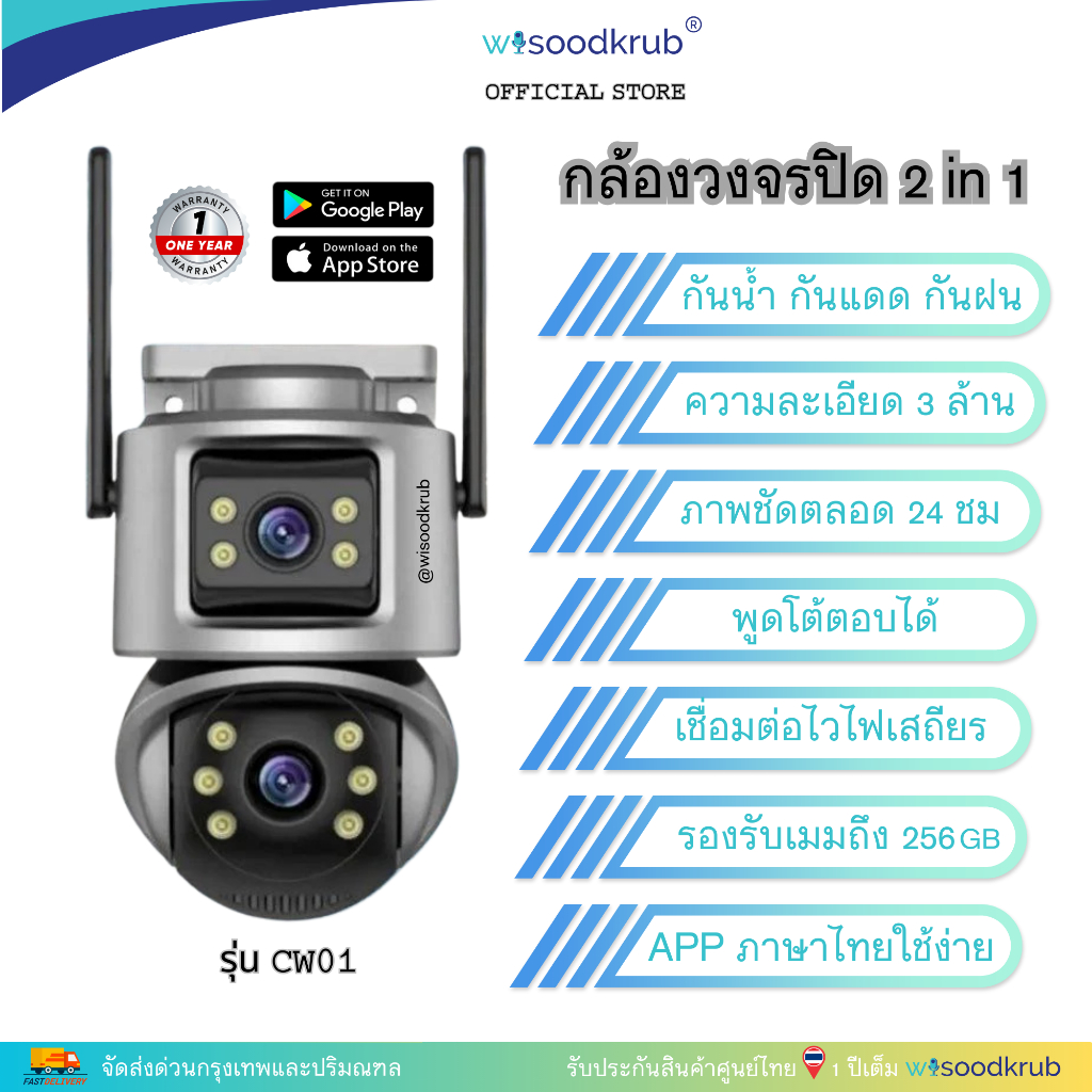 กล้องวงจรปิด 2 in 1 รุ่น CW01 by wisoodkrub | Shopee Thailand