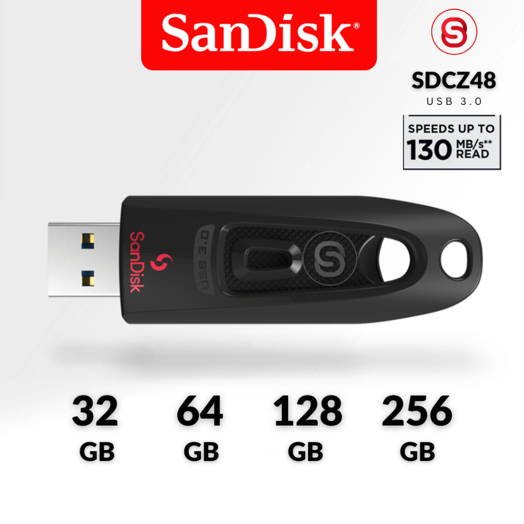 SanDisk ULTRA Fit Flash Drive 256GB 128GB 64GB 32GB USB 3.0 อ่าน130MB/s ...