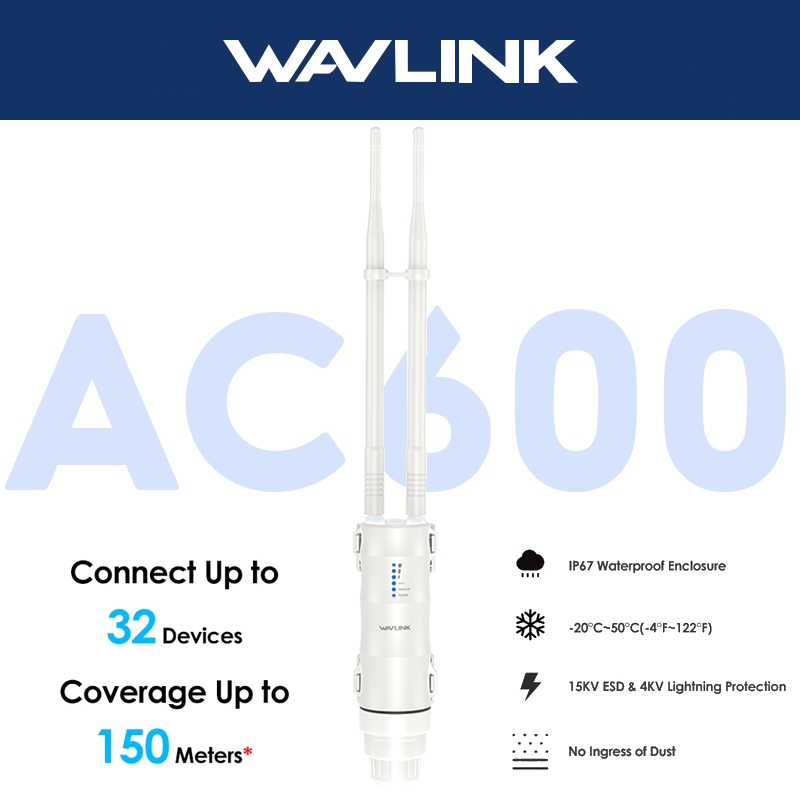 WAVLINK AC600 จุดเชื่อมต่อกลางแจ้งสําหรับ Starlink Long Range WiFi ...