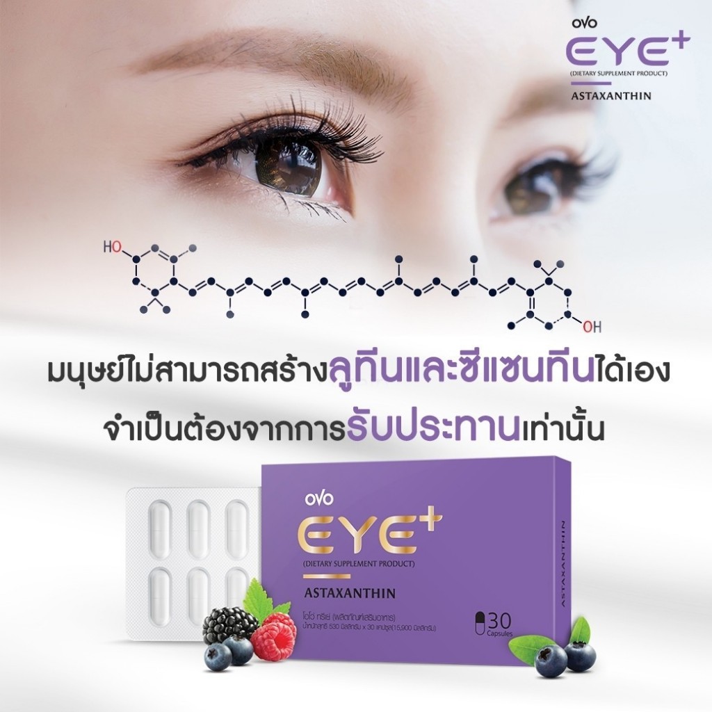 OVO EYE Plus โอโว่ ทรีเย่ อายพลัส บำรุงสายตา ตาแห้ง ป้องกันแสงสีฟ้า ลด ...