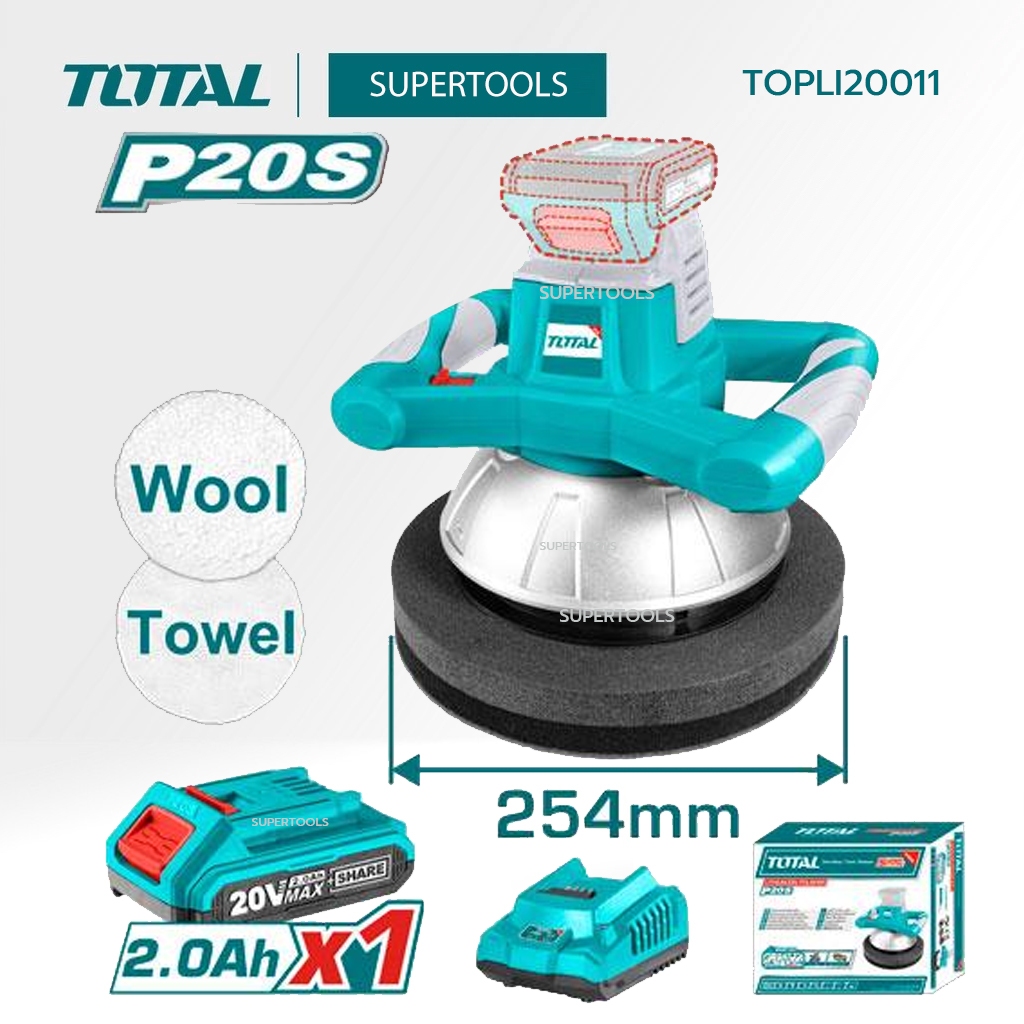 TOTAL เครื่องขัดสีรถไร้สาย 10 นิ้ว 20 v. รุ่น TOPLI20011 เครื่องมือ เครื่องขัดสี Supertools ...